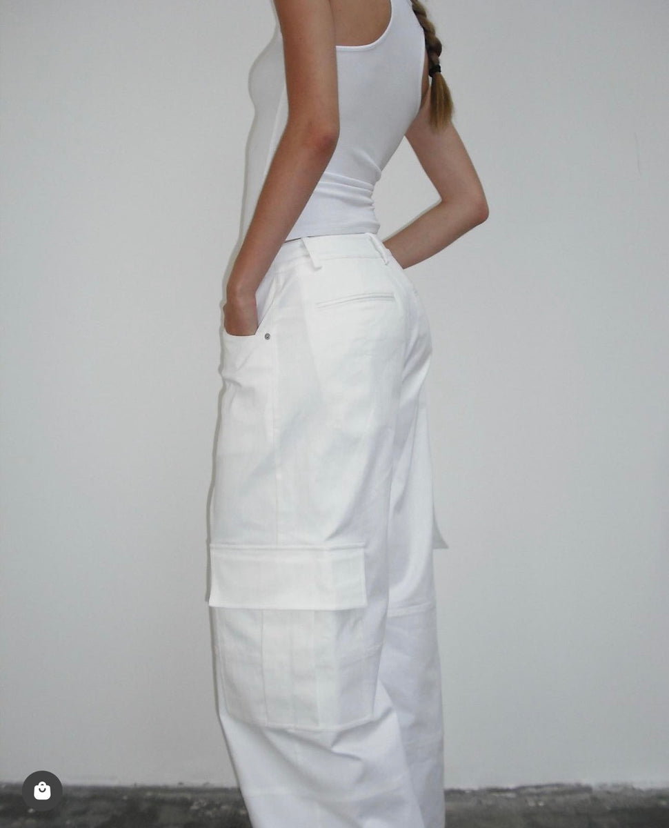 RELAXED DENIM CARGO - WHITE – LOCAL EUROPEAN